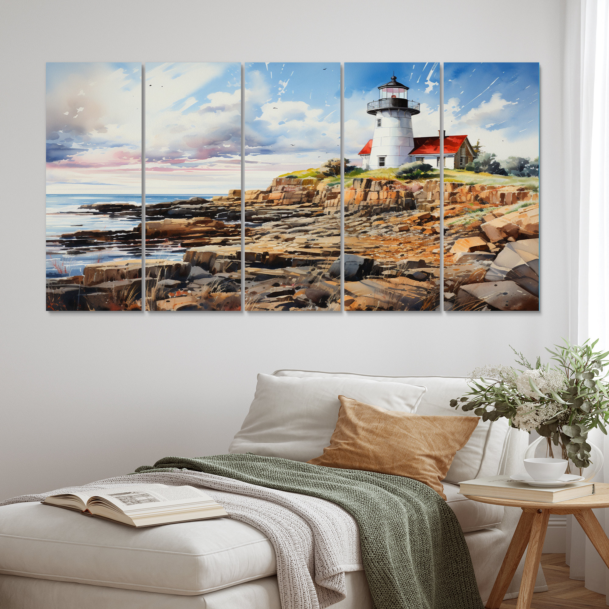 Breakwater Bay Canadian Lighthouses Guiding Light III - 5 Piece Wrapped Canvas Print | Wayfair